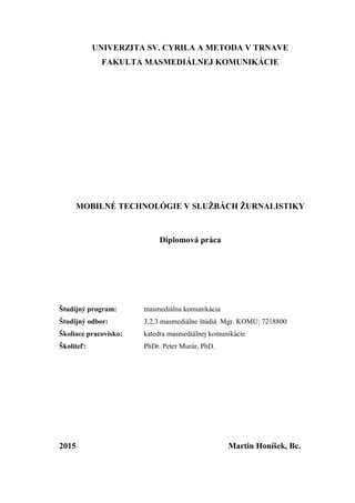 Master‘s Thesis - Mobile technologies used in journalism | PDF