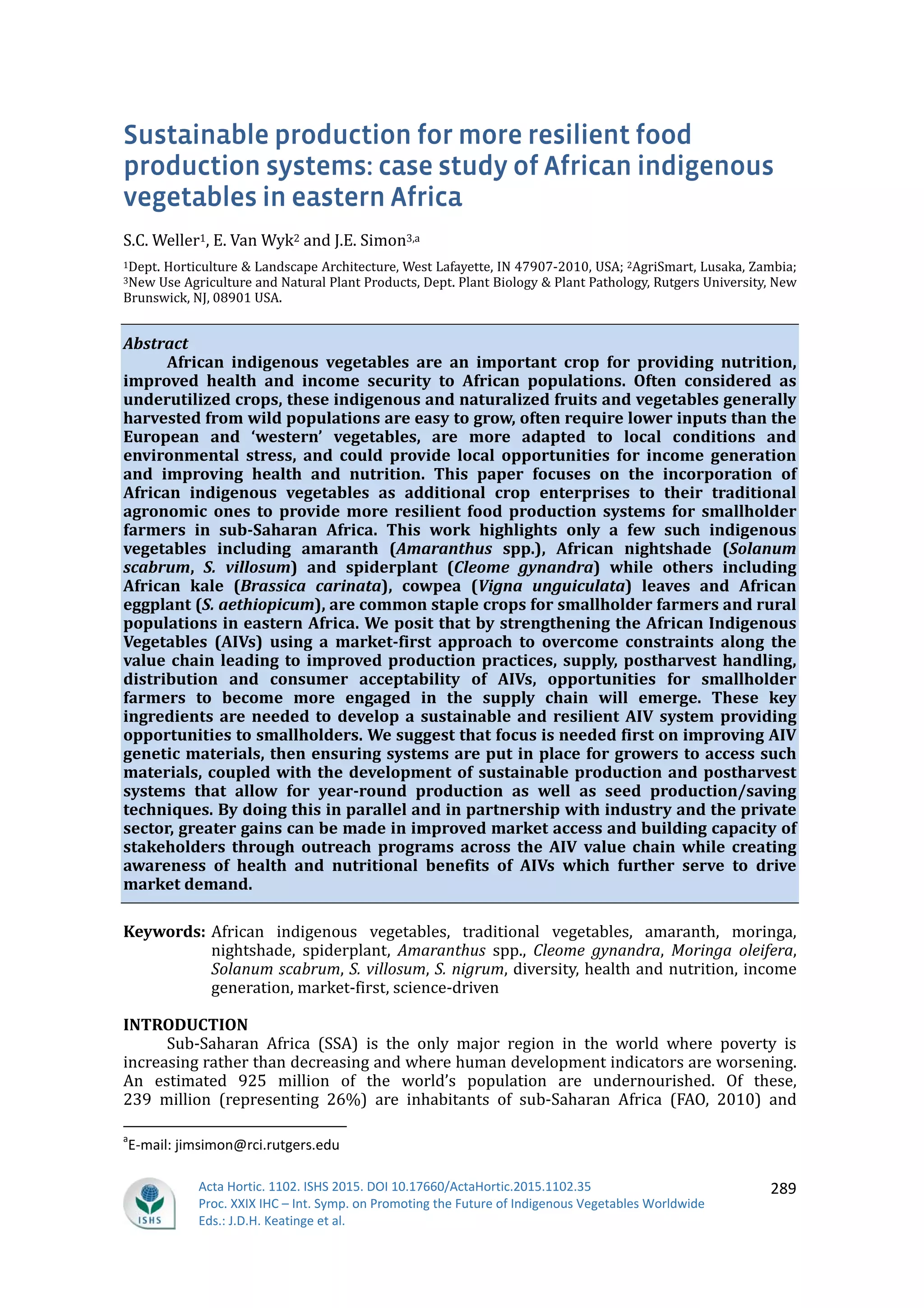 2015 ISHS Sustainable production for more resilient food production ...