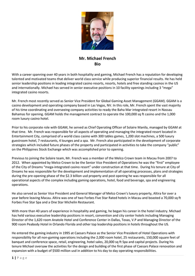 bio - Michael French - Nov 2015 | PDF