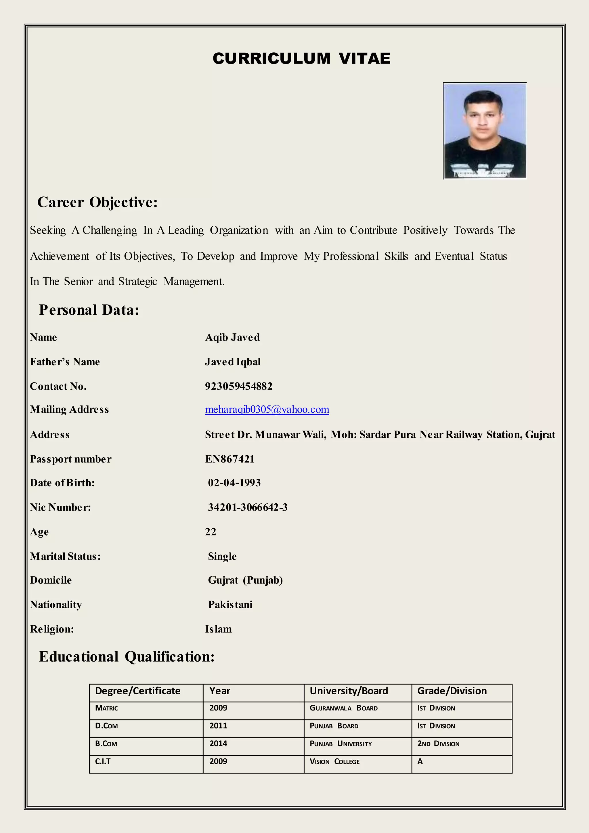 AQIB CV | DOCX | Technology & Computing