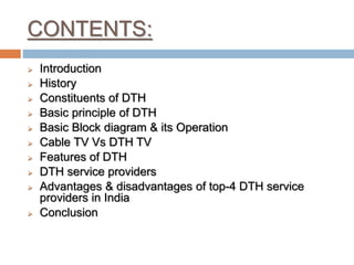 Direct to home television PDF format saminar | PPTX