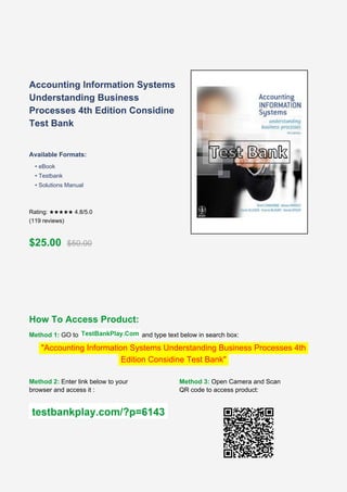 Comprehensive Test Bank for Accounting Information Systems 4th Edition ...