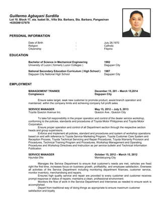 Guillermo Agbayani Surdilla | PDF