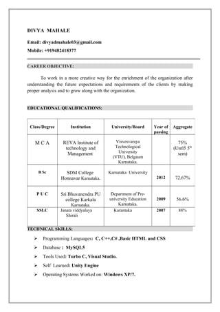 Divya Cv Doc