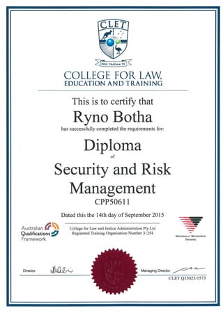 Diploma Security and Risk Management | PDF