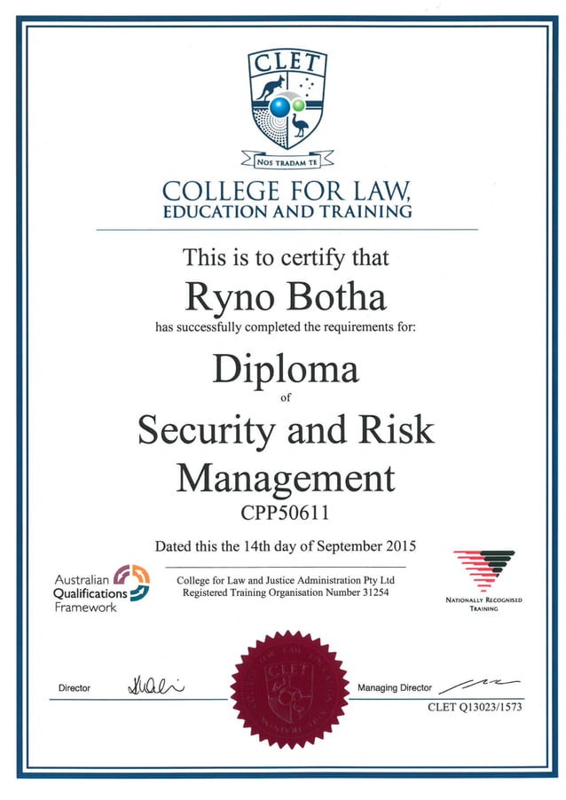 Diploma Security and Risk Management | PDF