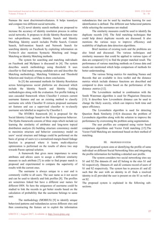 Identity Resolution across Different Social Networks using Similarity Analysis | PDF