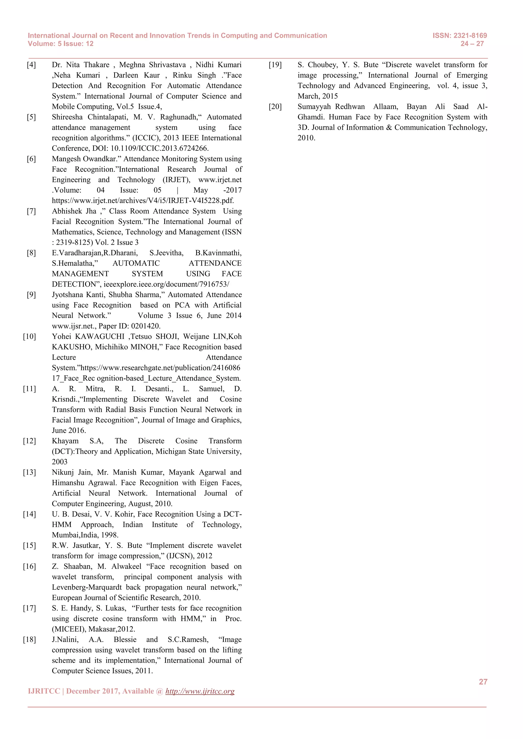 Automatic Attendance Using Face Recognition | PDF