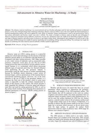 Advancement in Abrasive Water Jet Machining - A Study | PDF