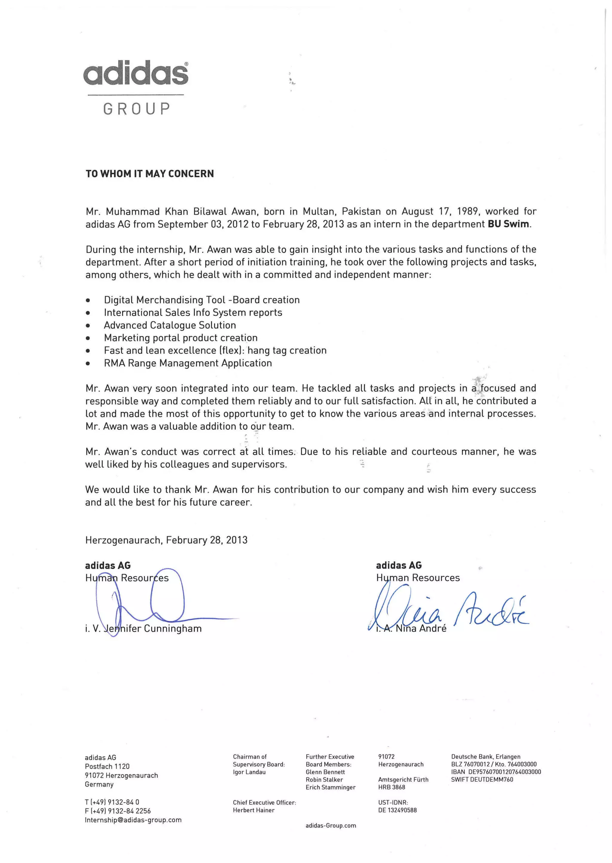 adidas internship | PDF