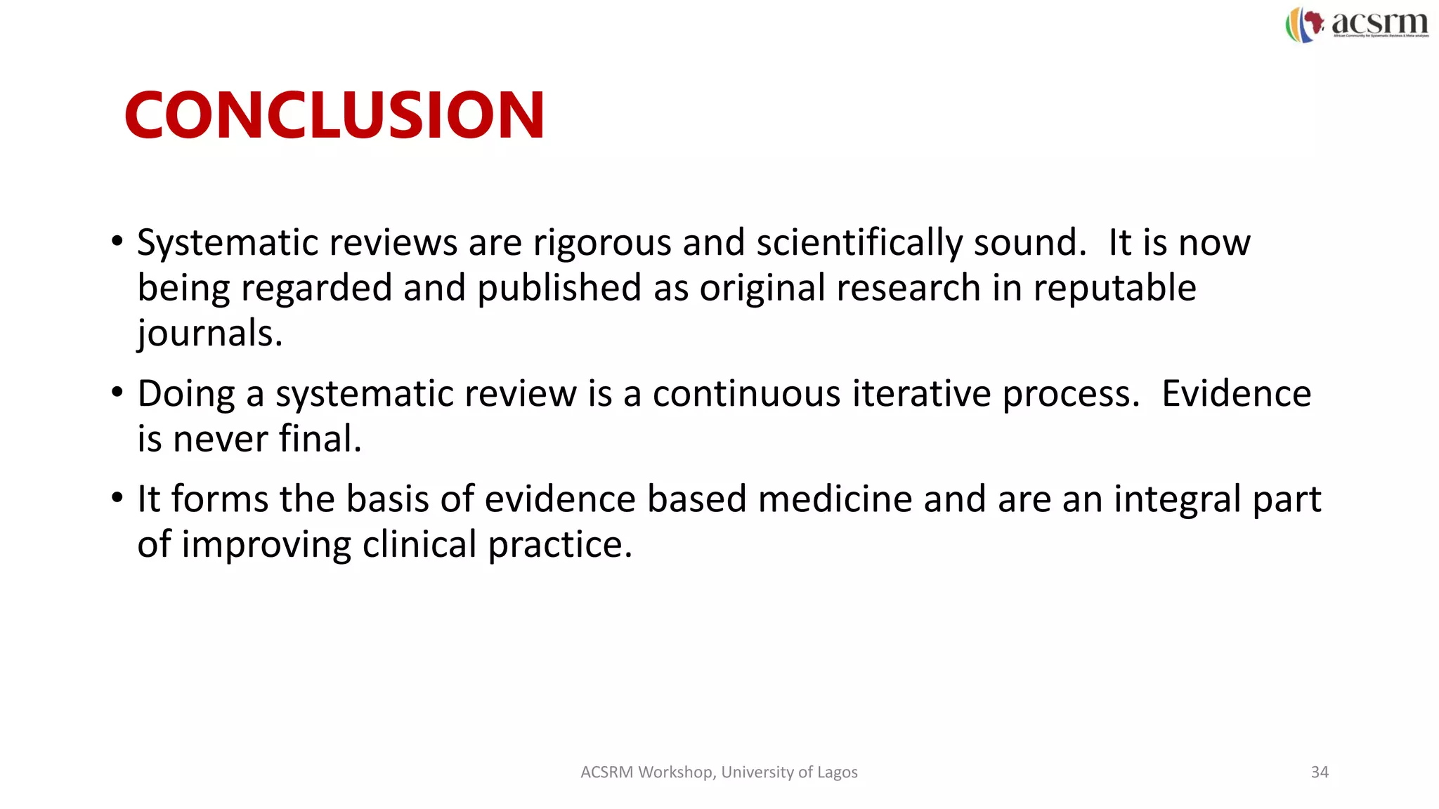 Introduction to Systematic Reviews and Meta-analyses-ACSRM | PDF | Educational Assessment ...