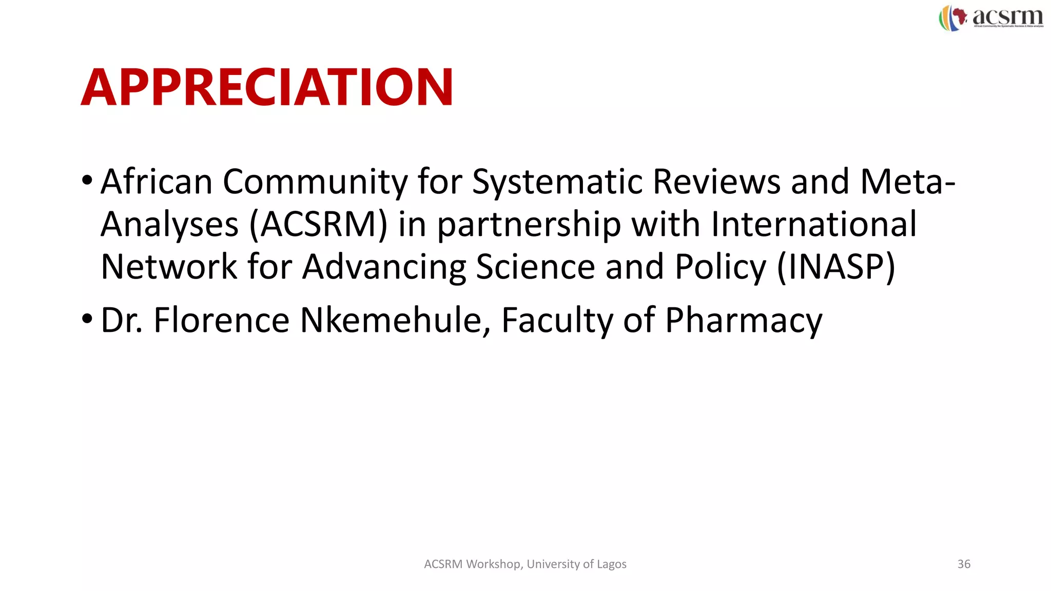 Introduction to Systematic Reviews and Meta-analyses-ACSRM | PDF | Educational Assessment ...