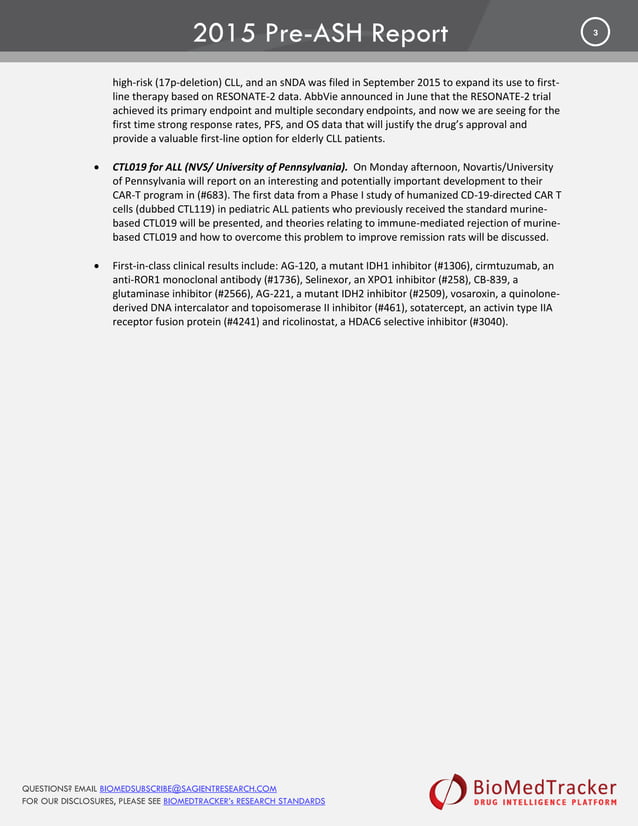 2015 BioMedTracker Pre-ASH Report | PDF