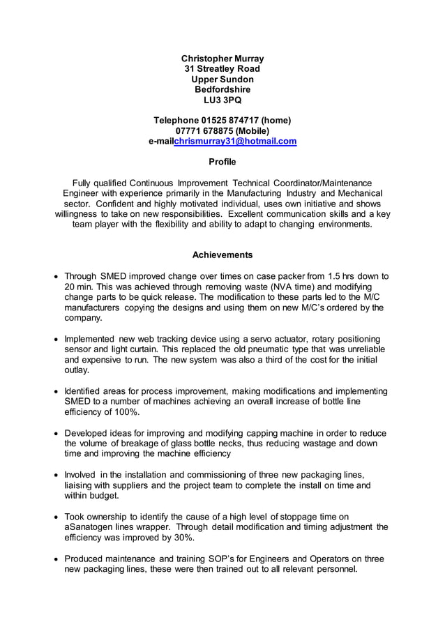 Chris Murray CV | PDF