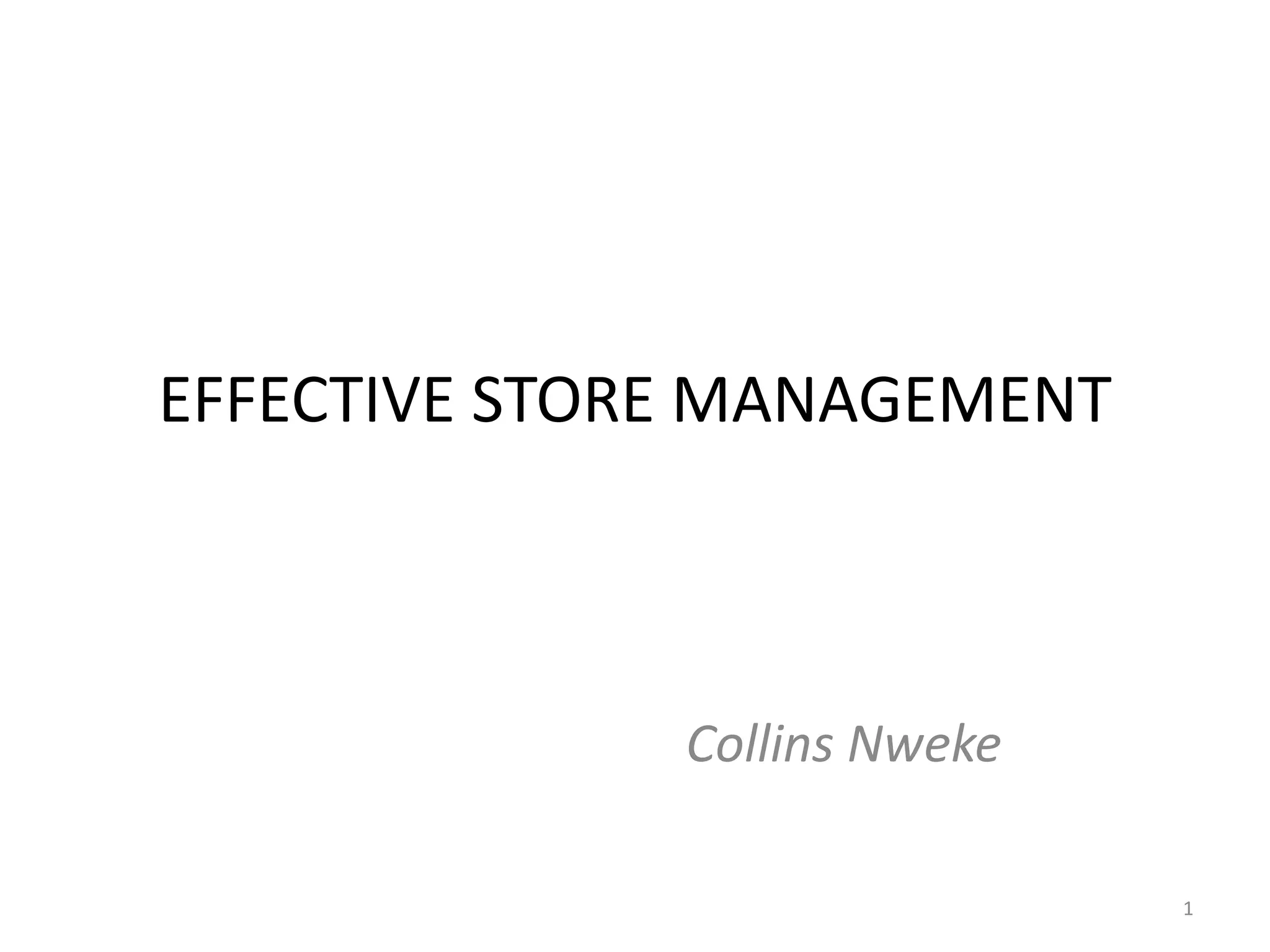 STORE MANAGEMENT TRAINING | PPTX