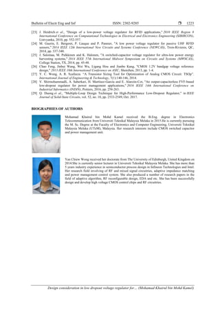 Design consideration in low dropout voltage regulator for batteryless ...