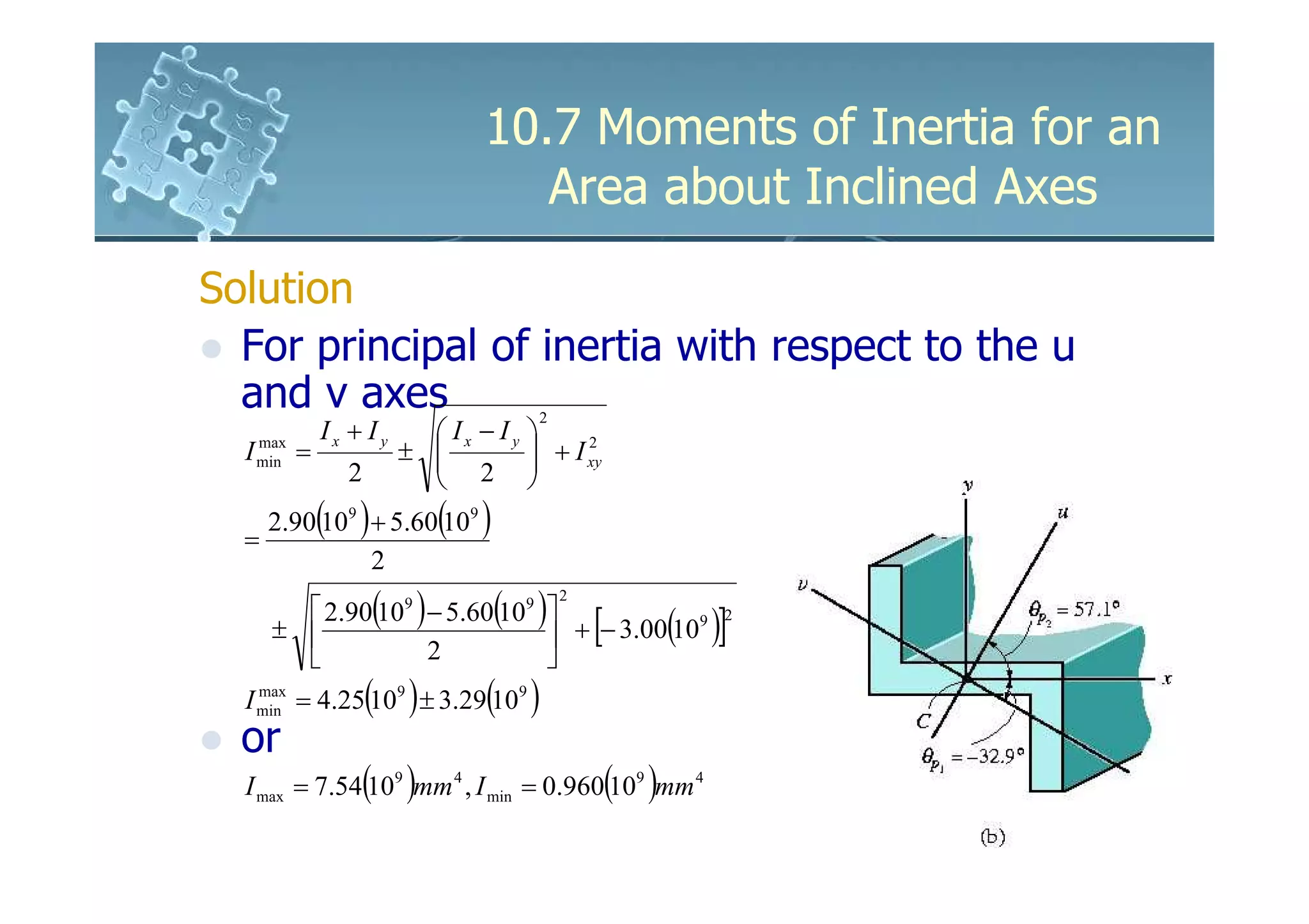 6161103 10.7 moments of inertia for an area about inclined axes | PDF
