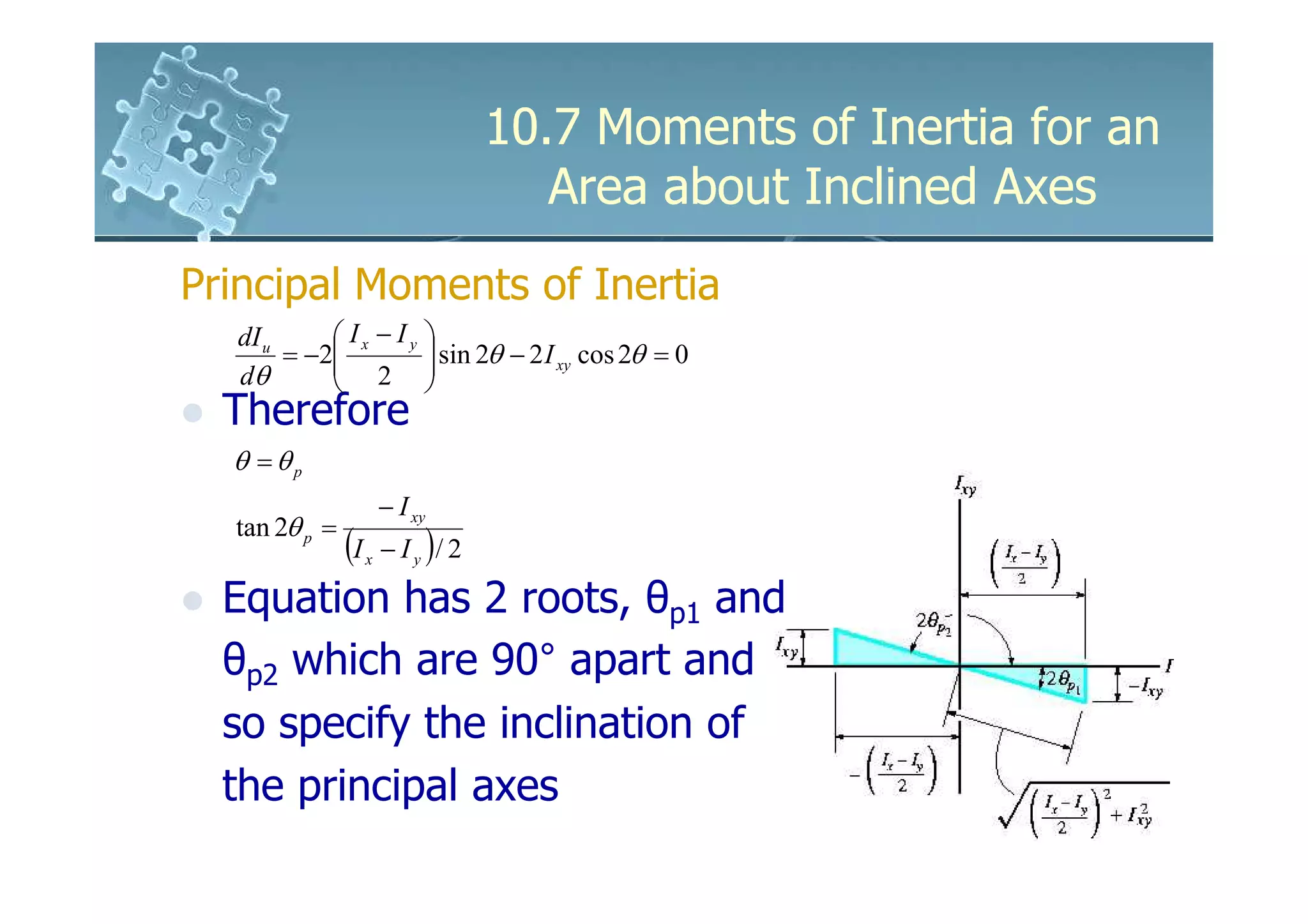 6161103 10.7 moments of inertia for an area about inclined axes | PDF