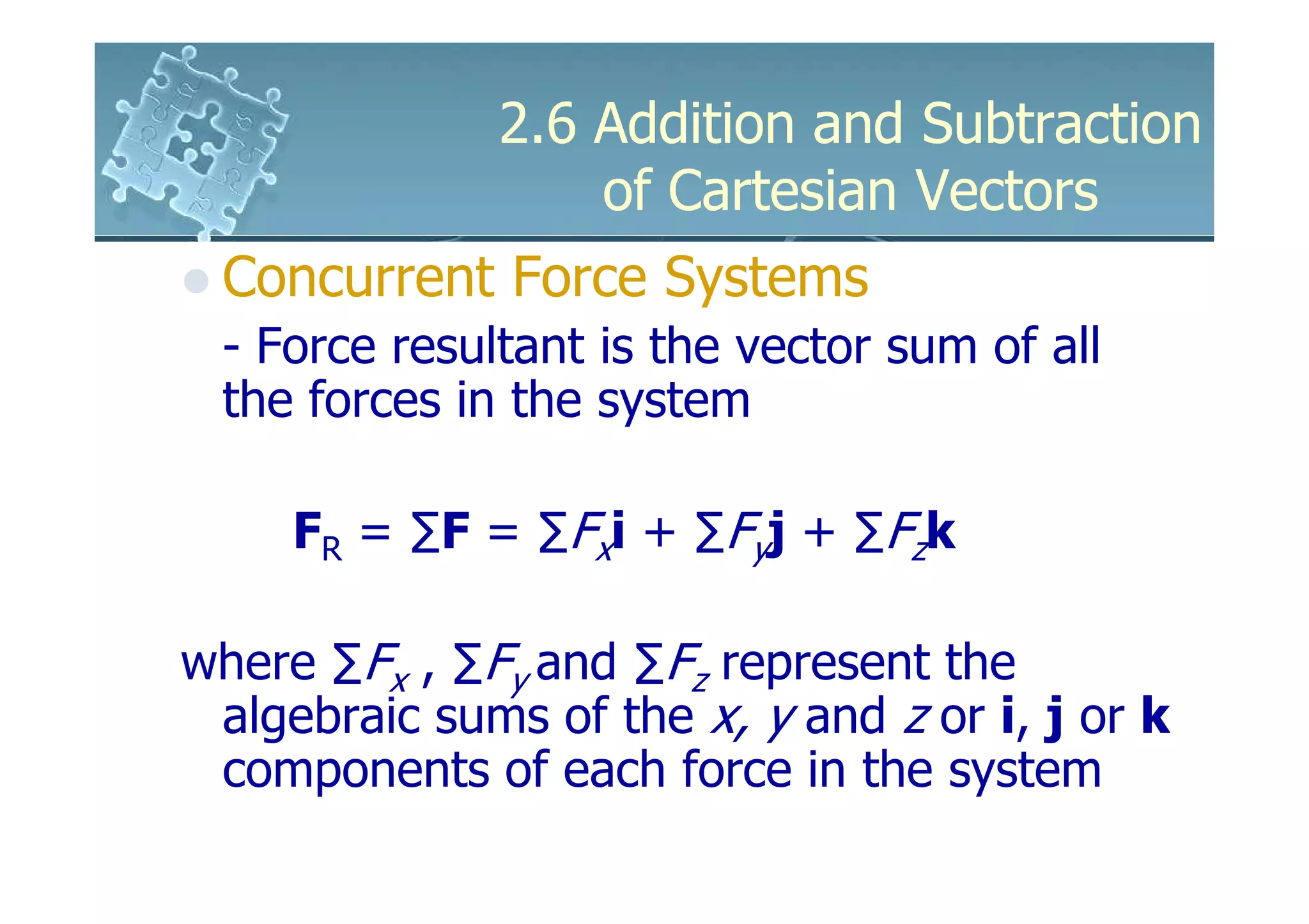 6161103 2 6 Addition And Subtraction Of Cartesian Vectors Pdf
