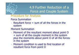 6161103 4.9 further reduction of a force and couple system | PDF