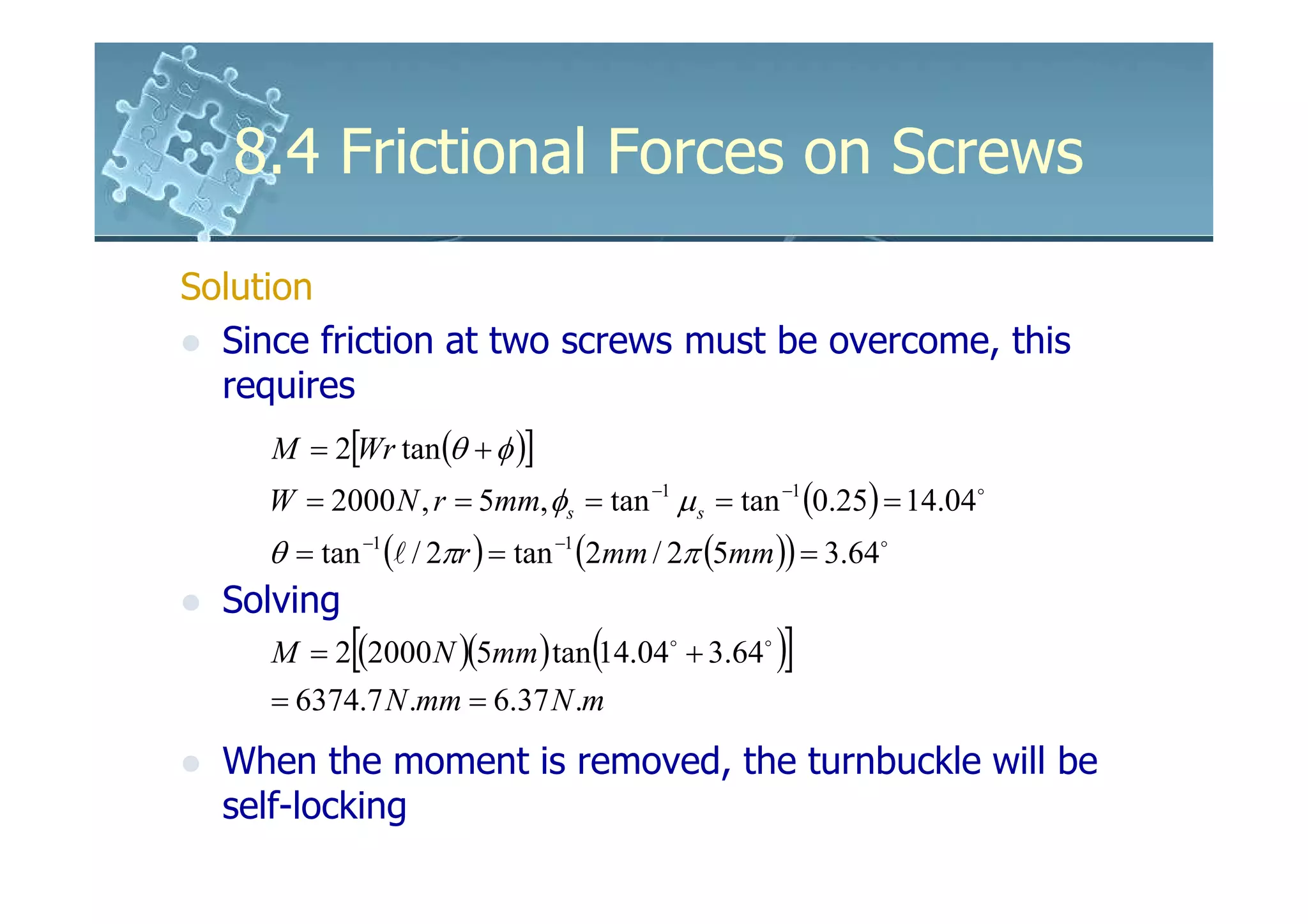 6161103 8.4 frictional forces on screws | PPT