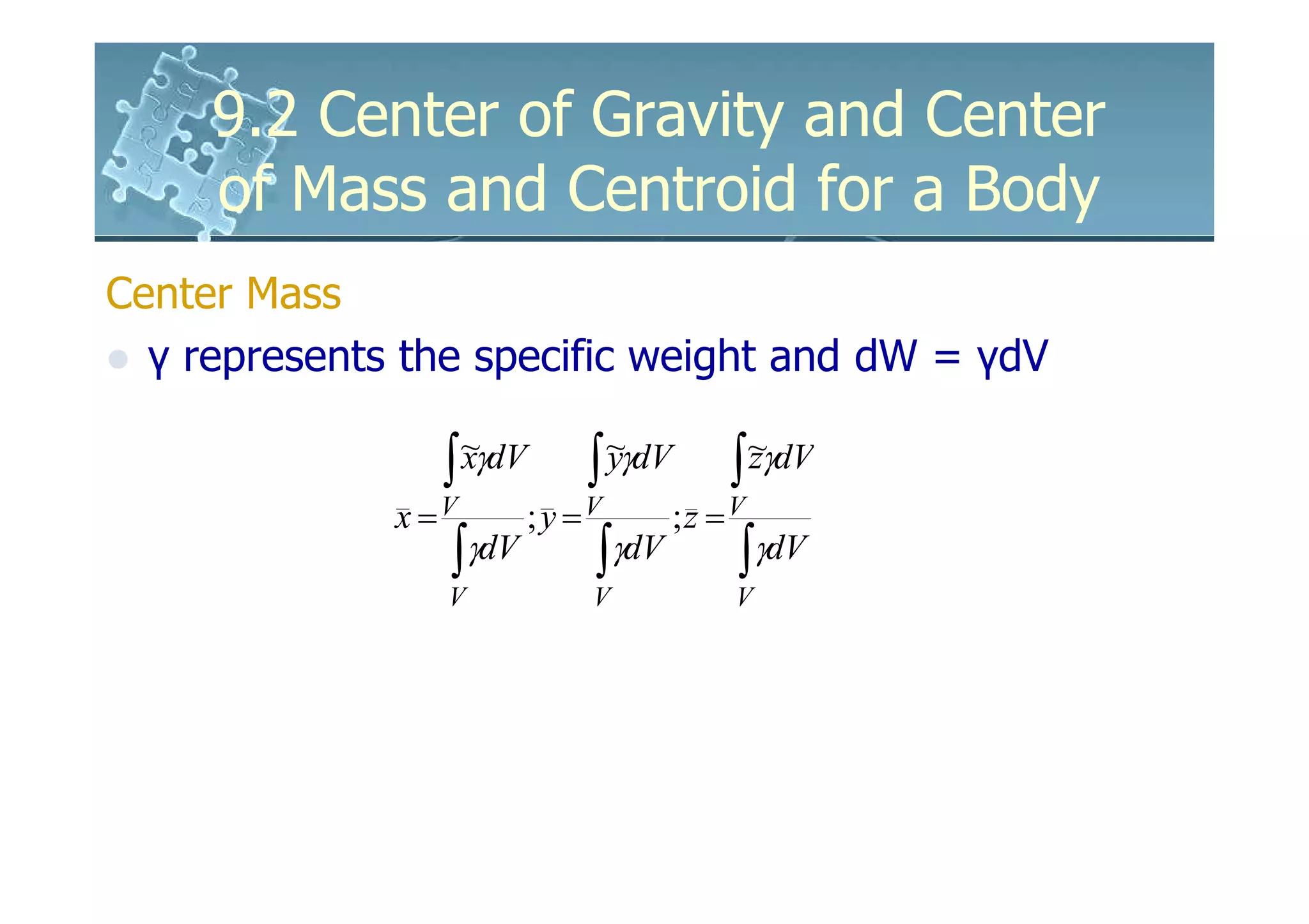 6161103 9.2 center of gravity and center of mass and centroid for a ...