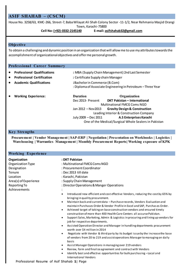 Asif Shahab CSCM - Resume | DOCX