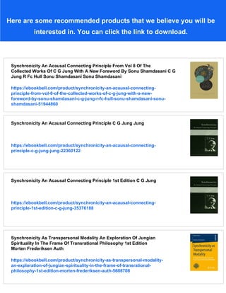 Synchronicity An Acausal Connecting Principle C G Jung Sonu Shamdasani ...