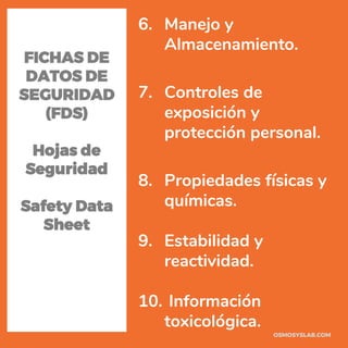 Fichas de Datos de Seguridad/ Safety Data Sheet: auditoría - Osmosys