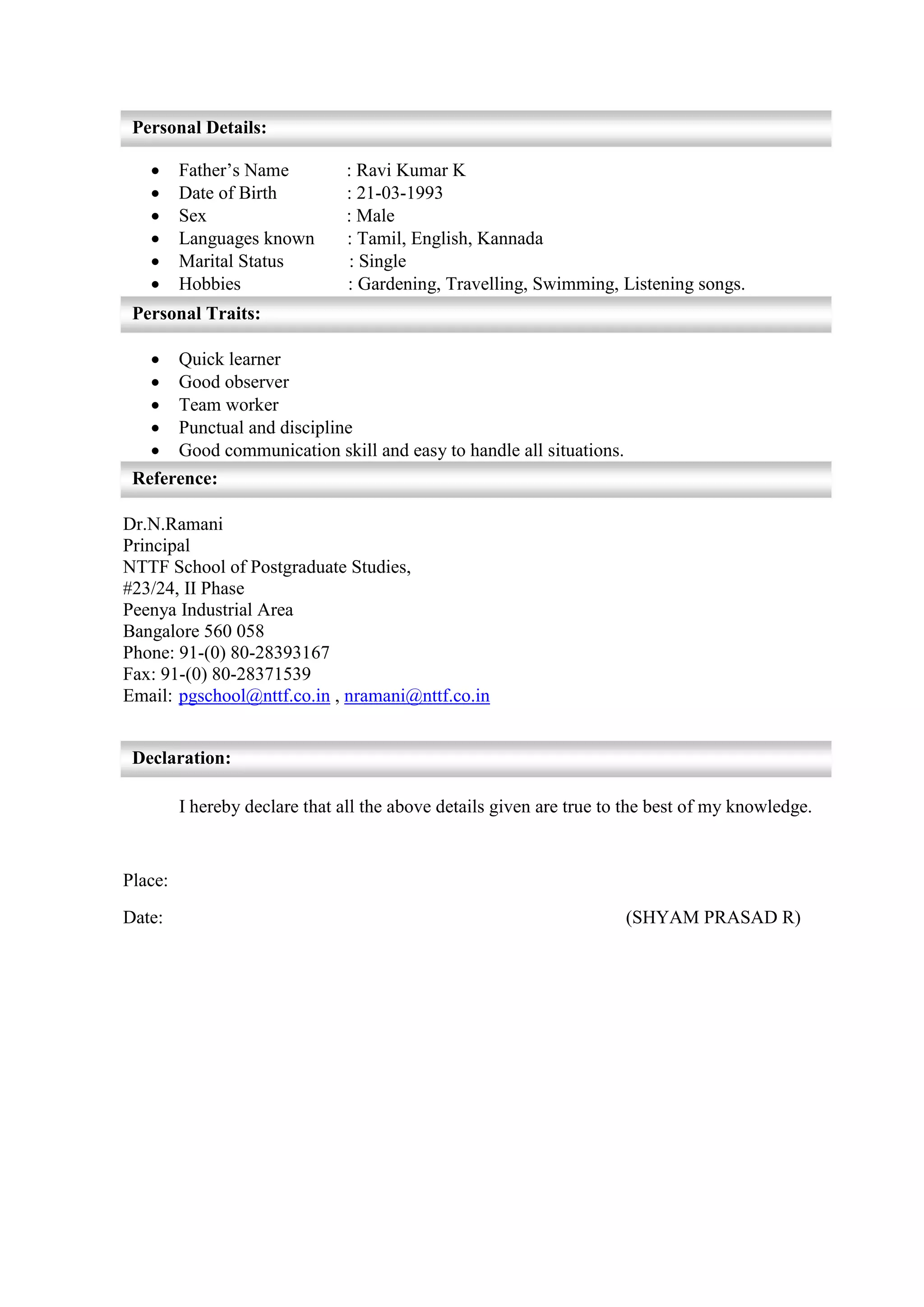 Resume shyam | PDF