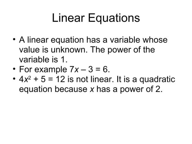 Linear Equations | PPT