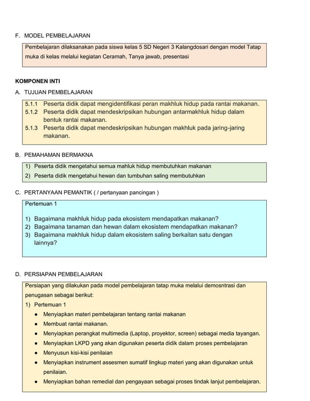 MODUL AJAR IPAS KELAS V Tentang Rantai Makanan dan Ekosistem | PDF