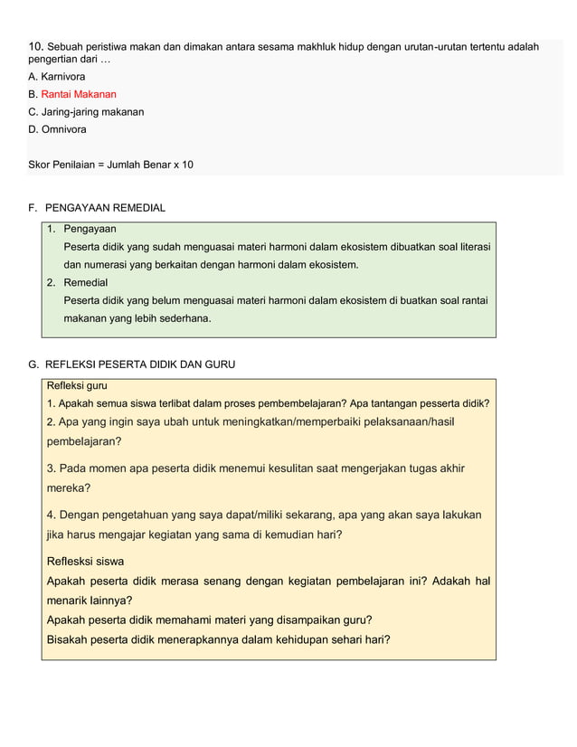 MODUL AJAR IPAS KELAS V Tentang Rantai Makanan dan Ekosistem | PDF
