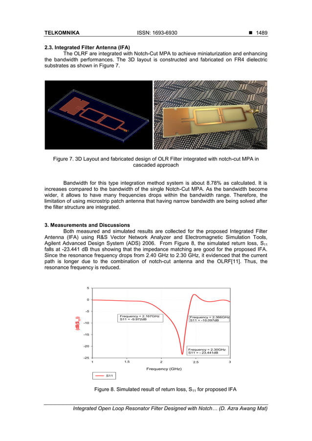 Integrated Open Loop Resonator Filter Designed with Notch Patch Antenna ...