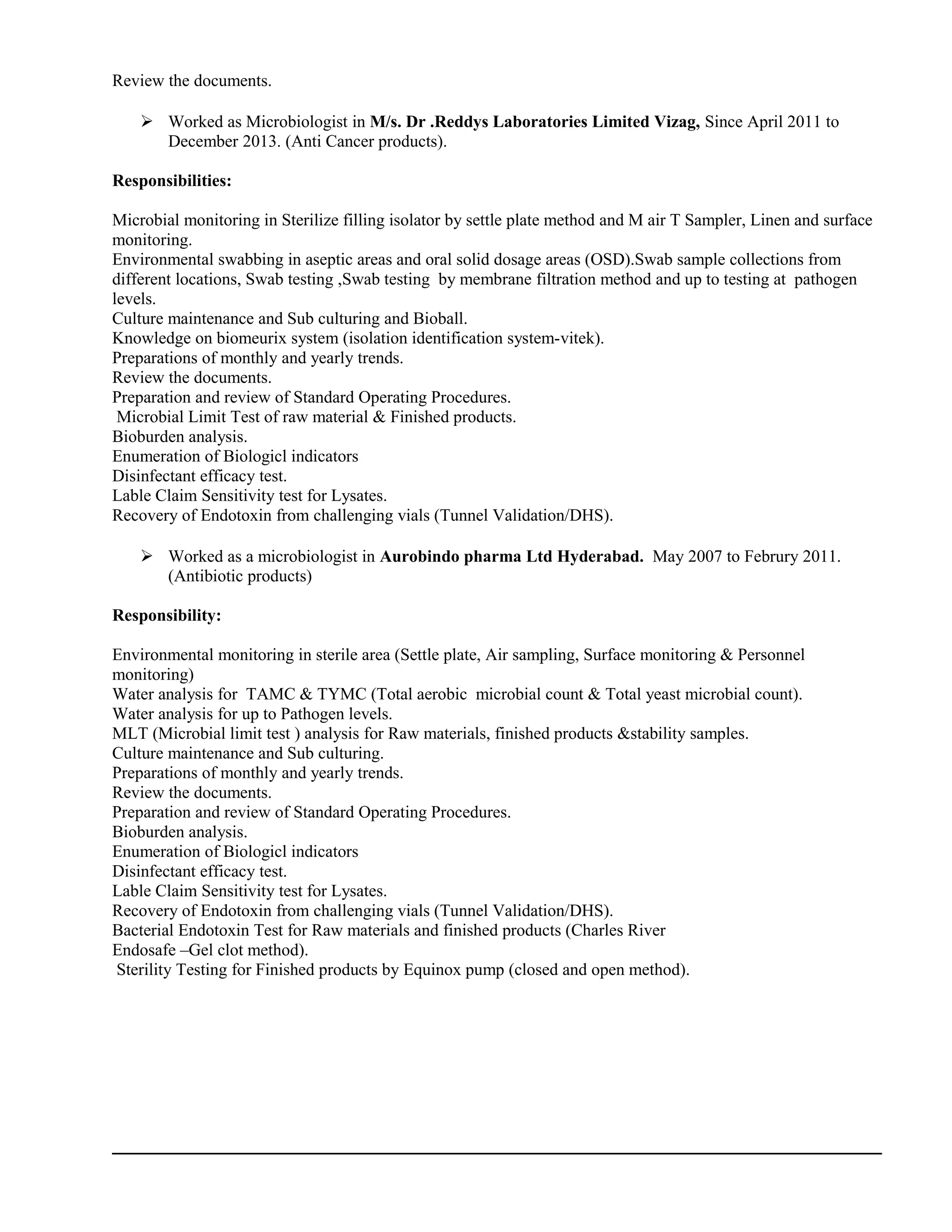 microbiology 8+ resume | DOC