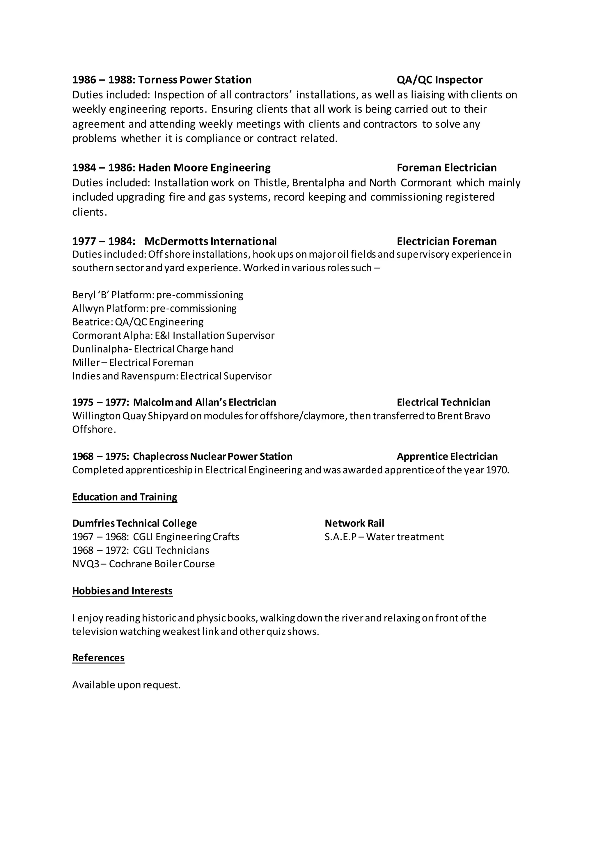 Michael Rafferty CV | DOCX