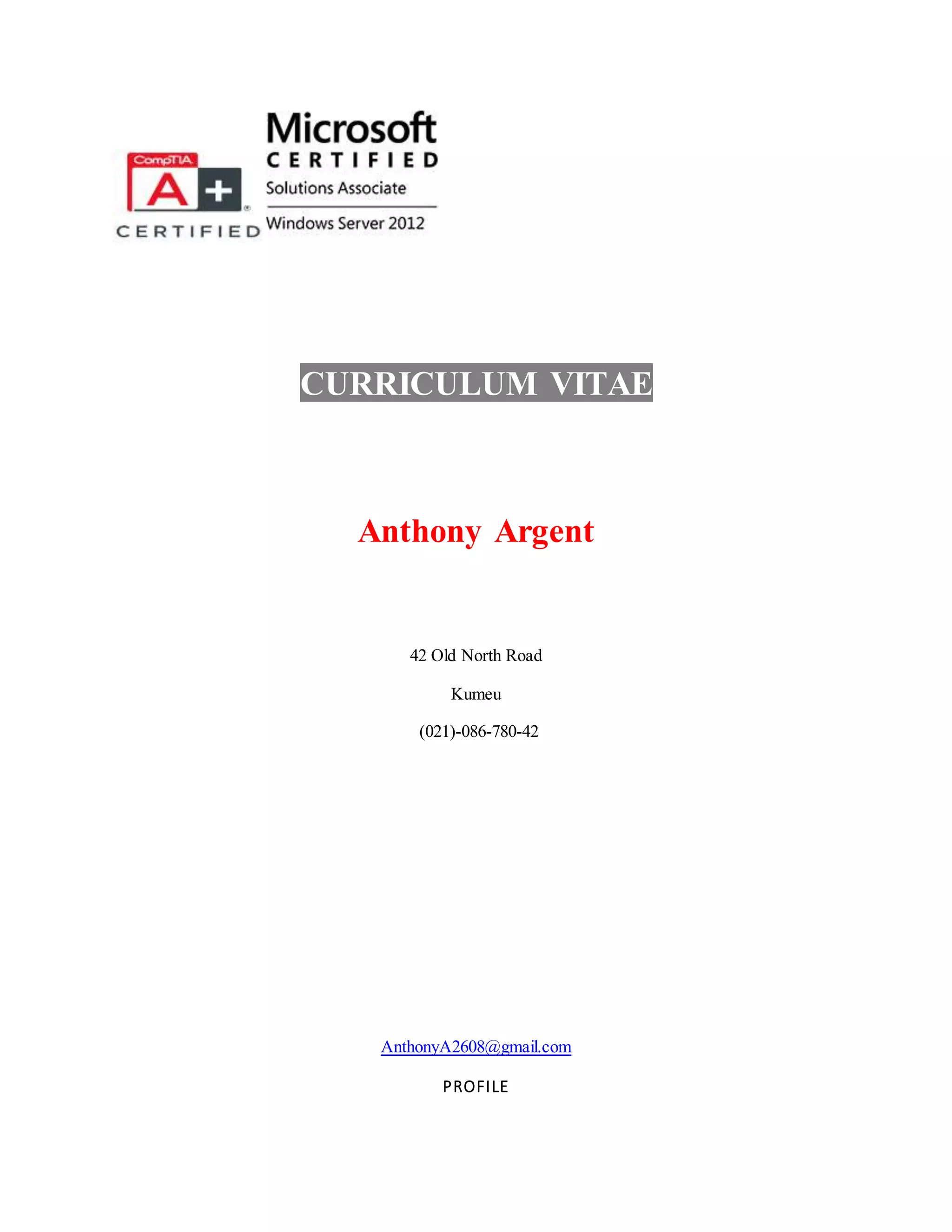 CV - Anthony Argent | DOCX