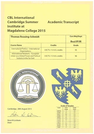 Academic Transcript, Cambridge Summer Institute | PDF