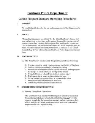 City of Fairborn Police Department Canine Policy | PDF