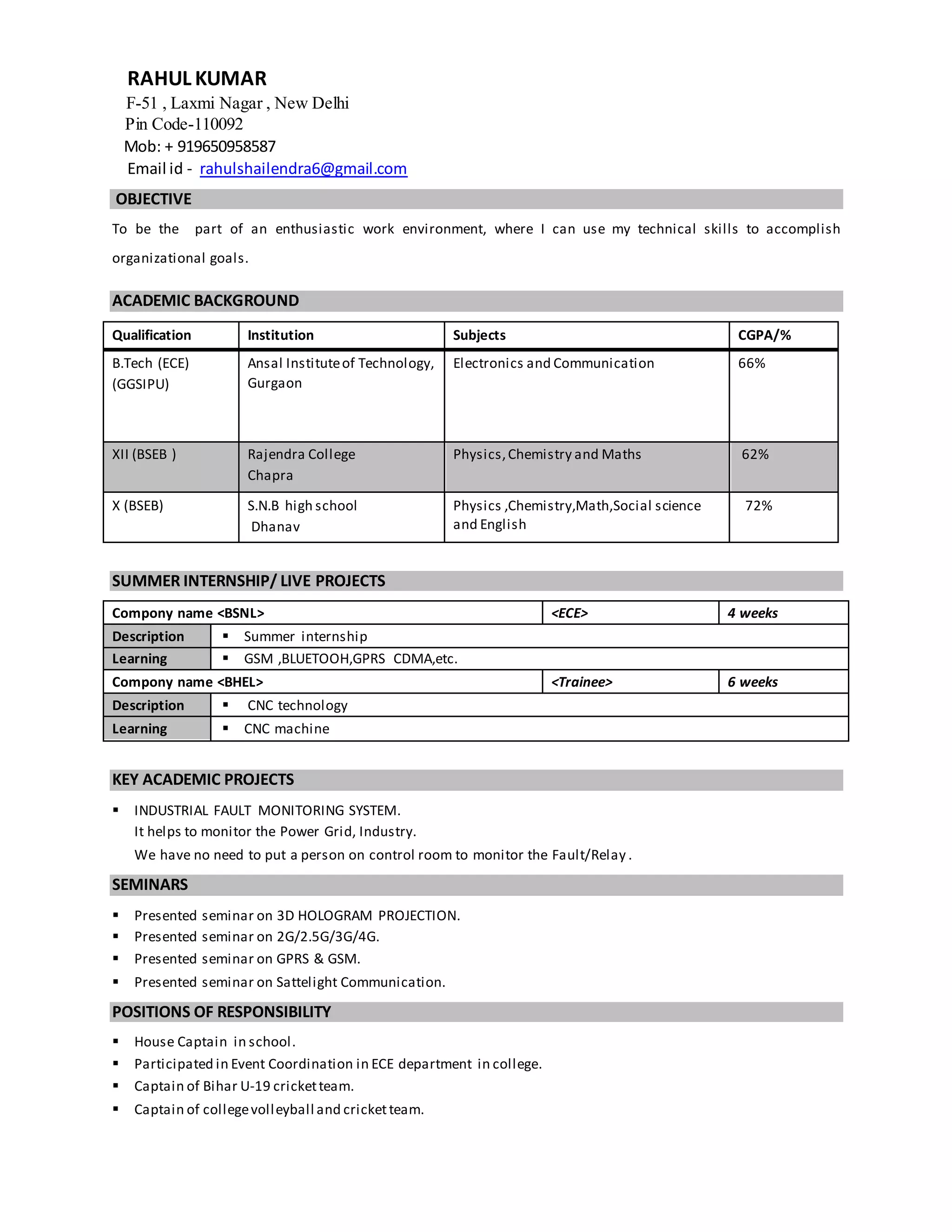 Rahul Singh CV | PDF