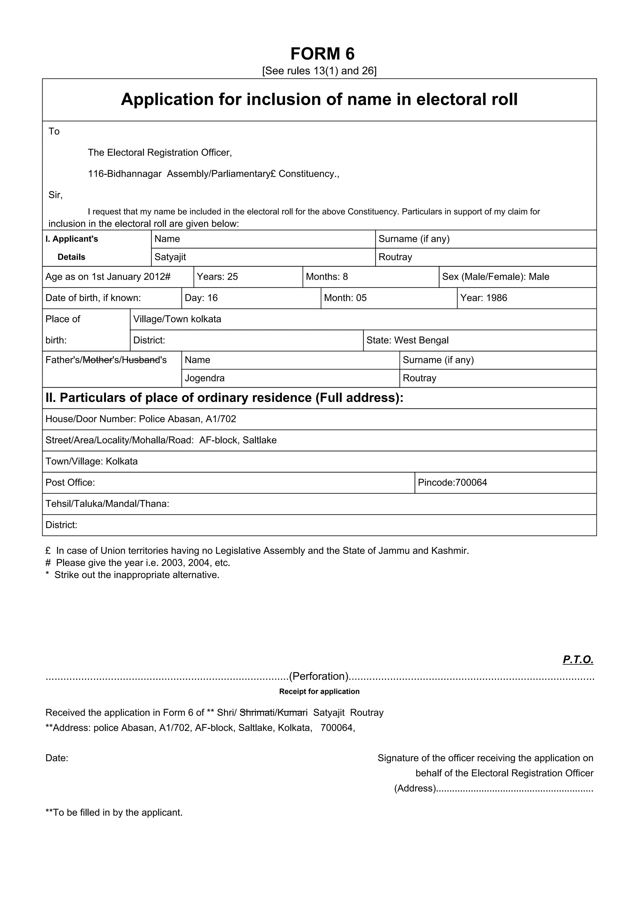 618388 form6 | PDF | Elections | Politics