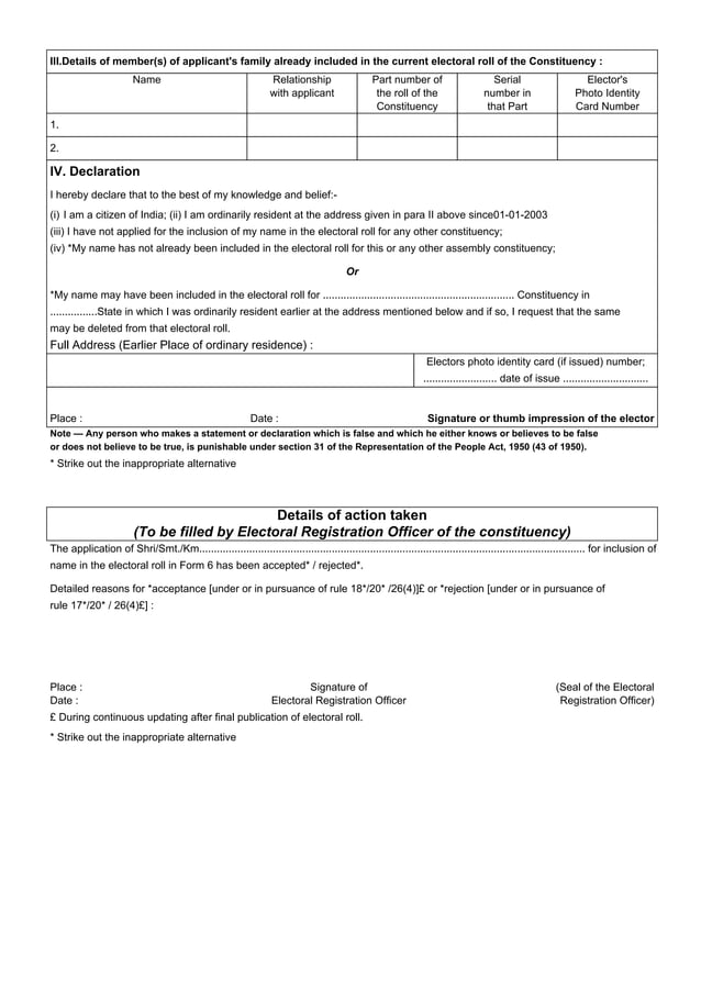 618388 form6 | PDF | Elections | Politics