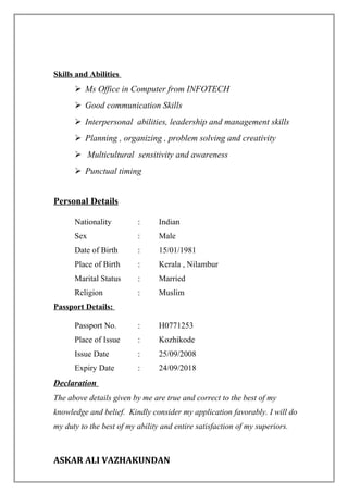 ASKAR NEW CV (1) | DOC | Business and Finance