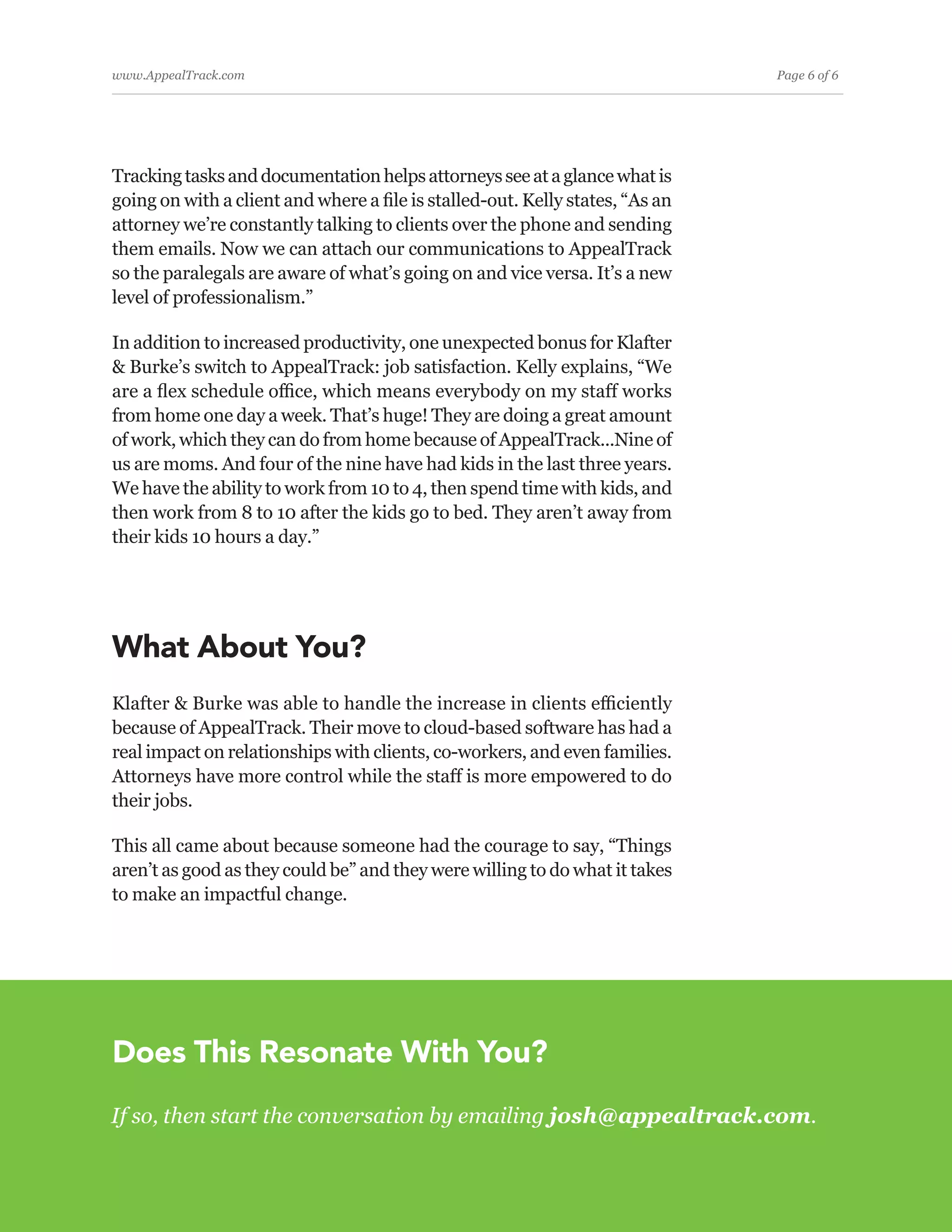 AppealTrack Case Study_KlafterBurke | PDF | Legal Services Industry | Industries