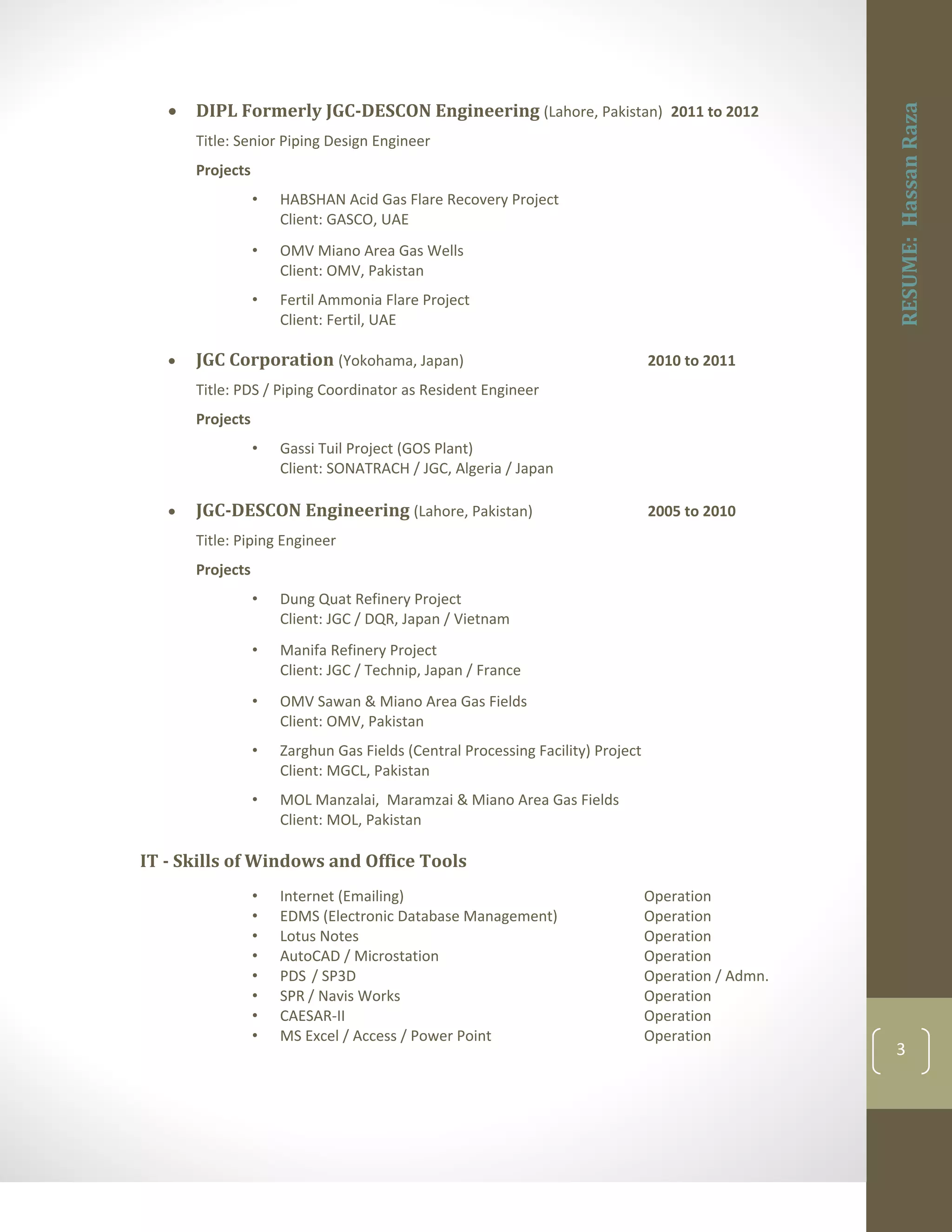 Resume-Hassan Raza_Piping Design Engineer | PDF