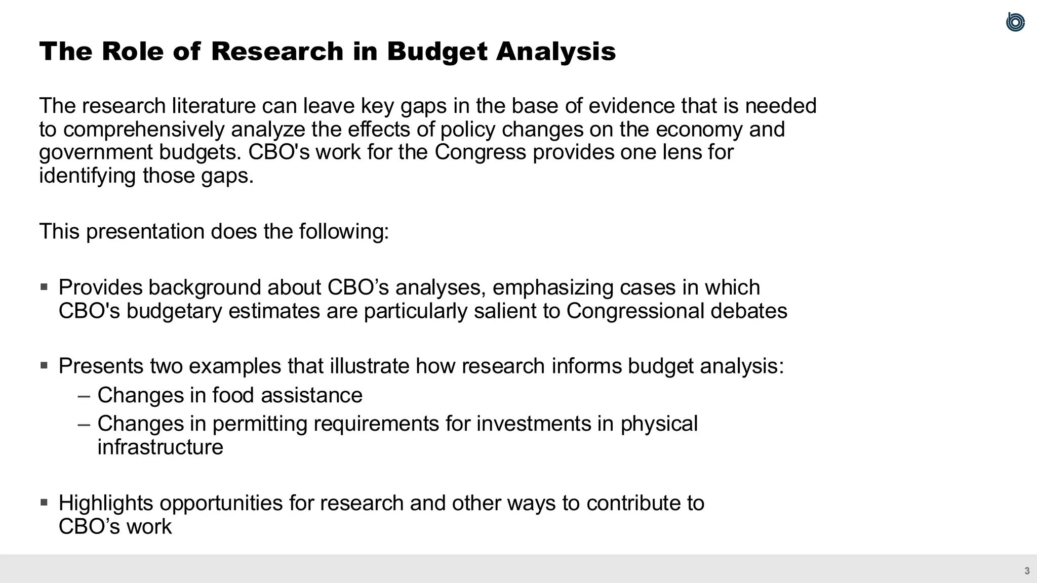 How Economists Can Help Inform Economic and Budget Analysis Used by the ...