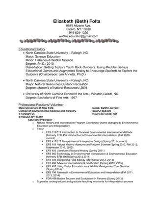 Folta cv 2015- full | DOC | College Education | Education