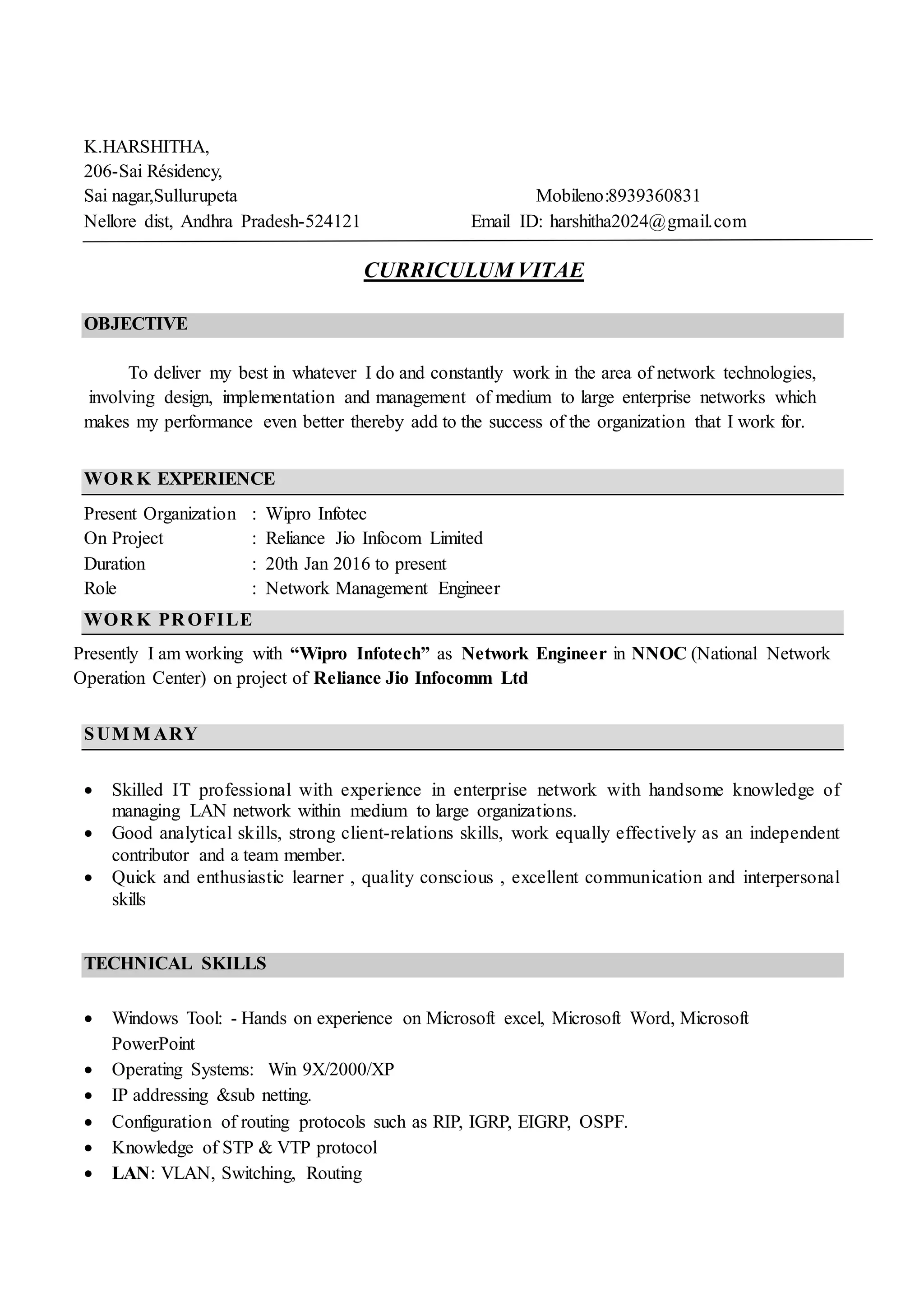 Harshitha Resume | DOCX