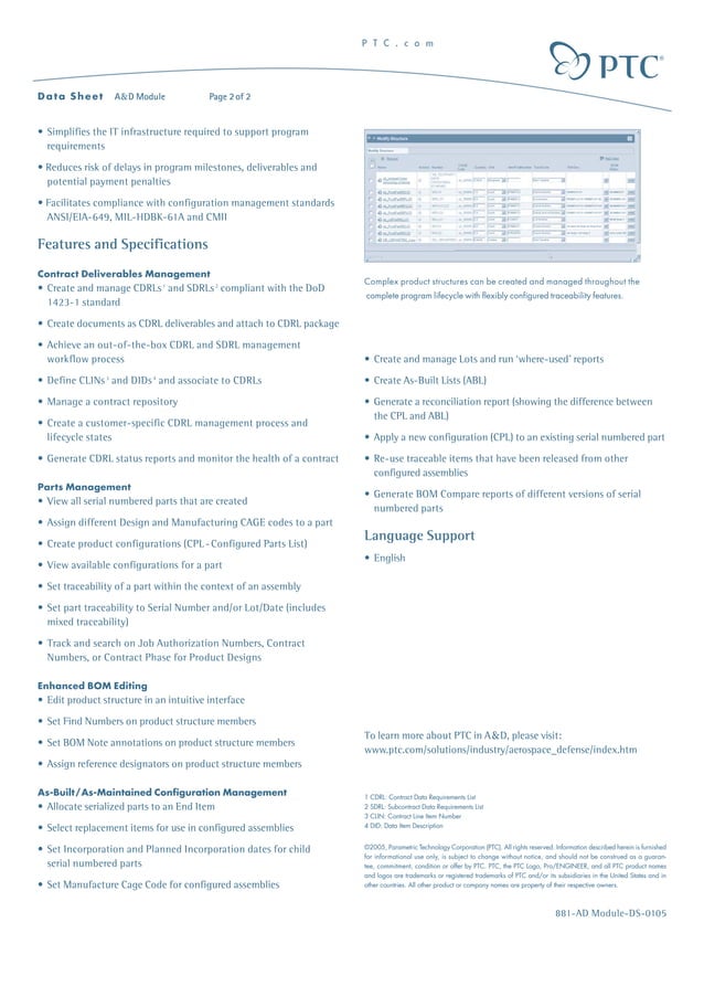 WC-Windchill-PDMLink-Aero-Defense-Datasheet | PDF | Computer Software ...