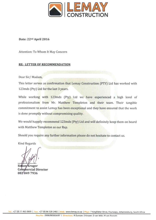 Letter Of Reccomendation - Lemay | PDF